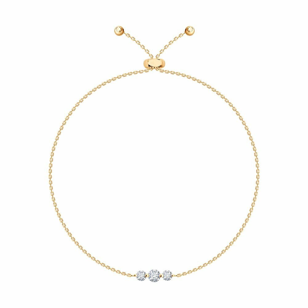 Браслет, красное золото, 585 проба, бриллиант выращенный