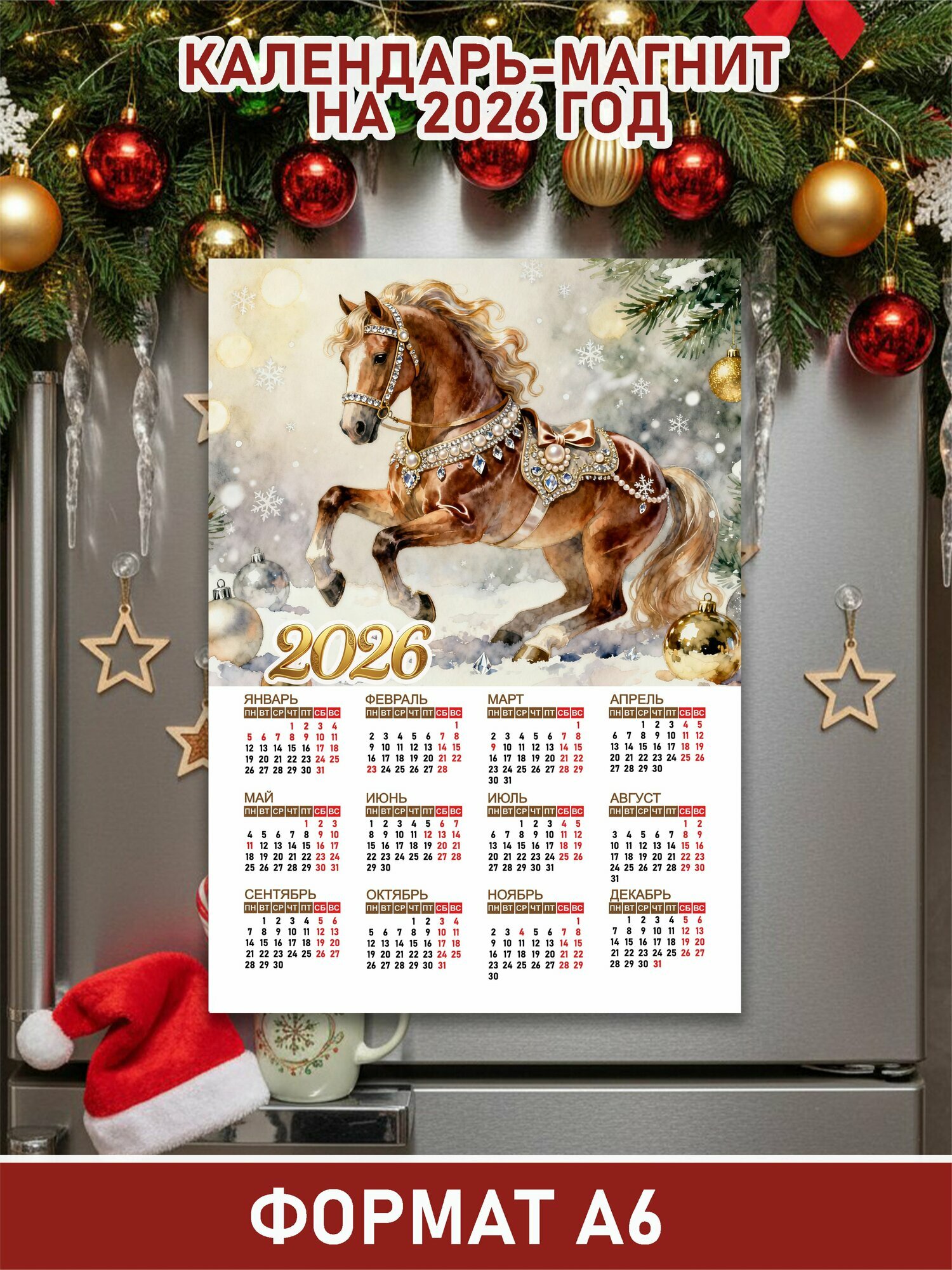 Магнитный календарь 2026 год формат А6