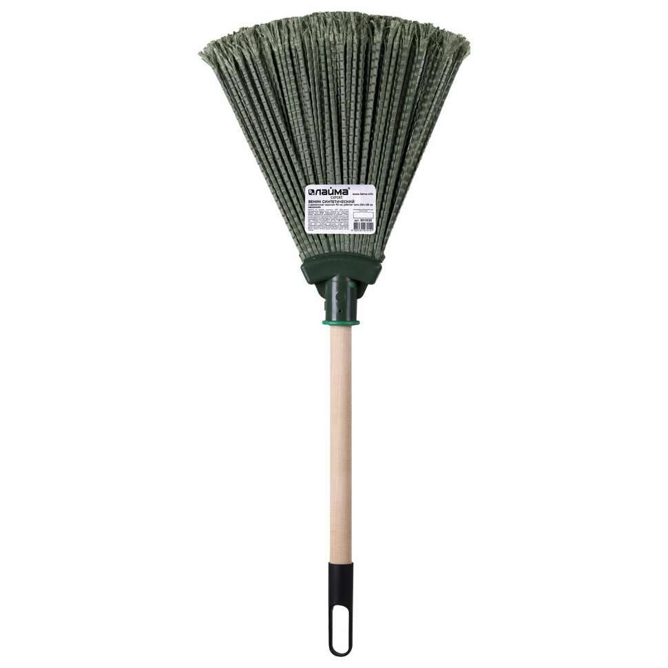 Веник синтетический веерный 29х26 см, деревянный черенок 40 см, еврорезьба, LAIMA EXPERT, 601830, 601830