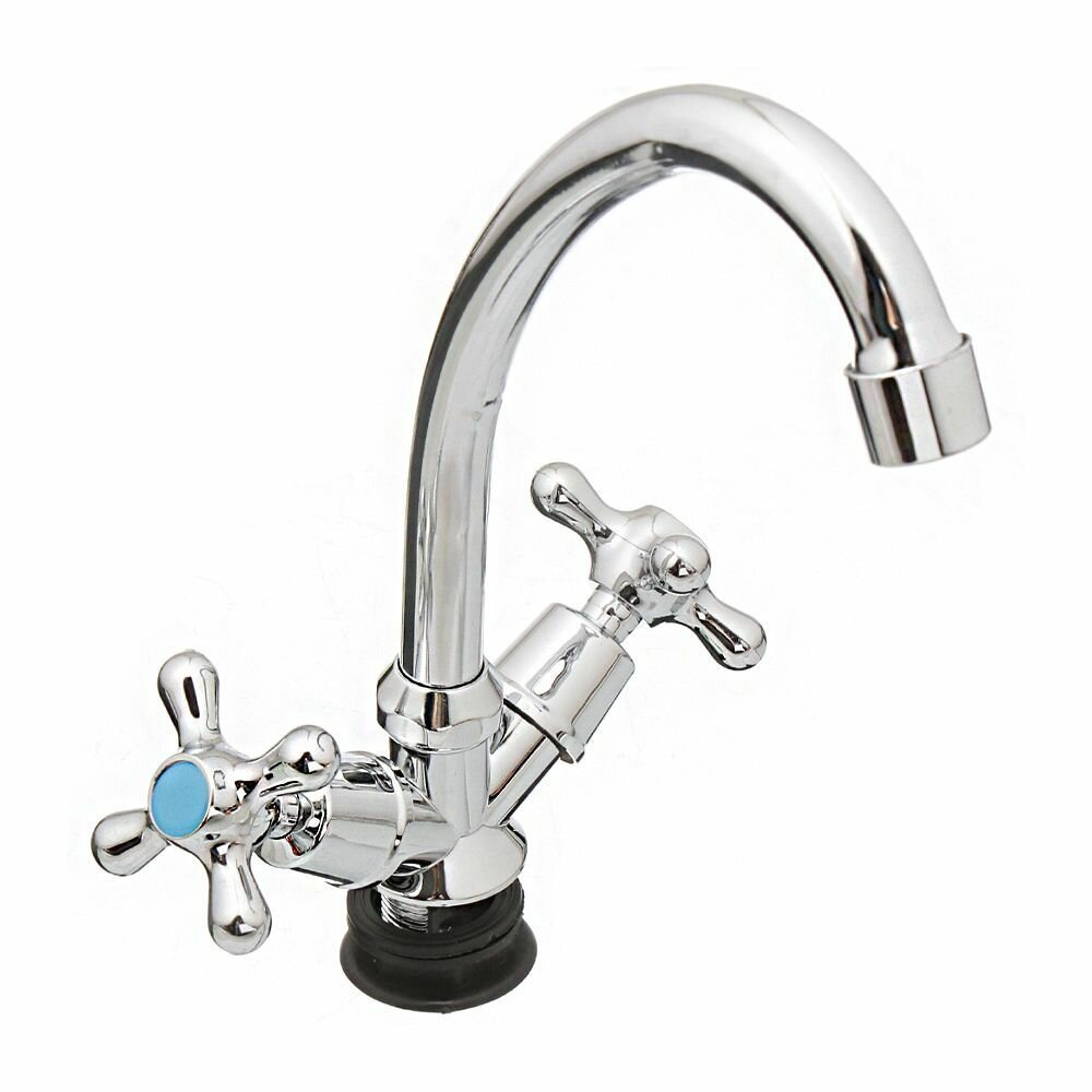 Смеситель для кухни Istok life 0402.713, хром, двухвентильный, кран-букса, поворотный излив