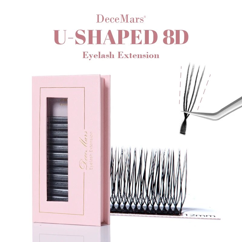 DeceMars Ресницы наращивания 8D, D изгиб, 14 мм