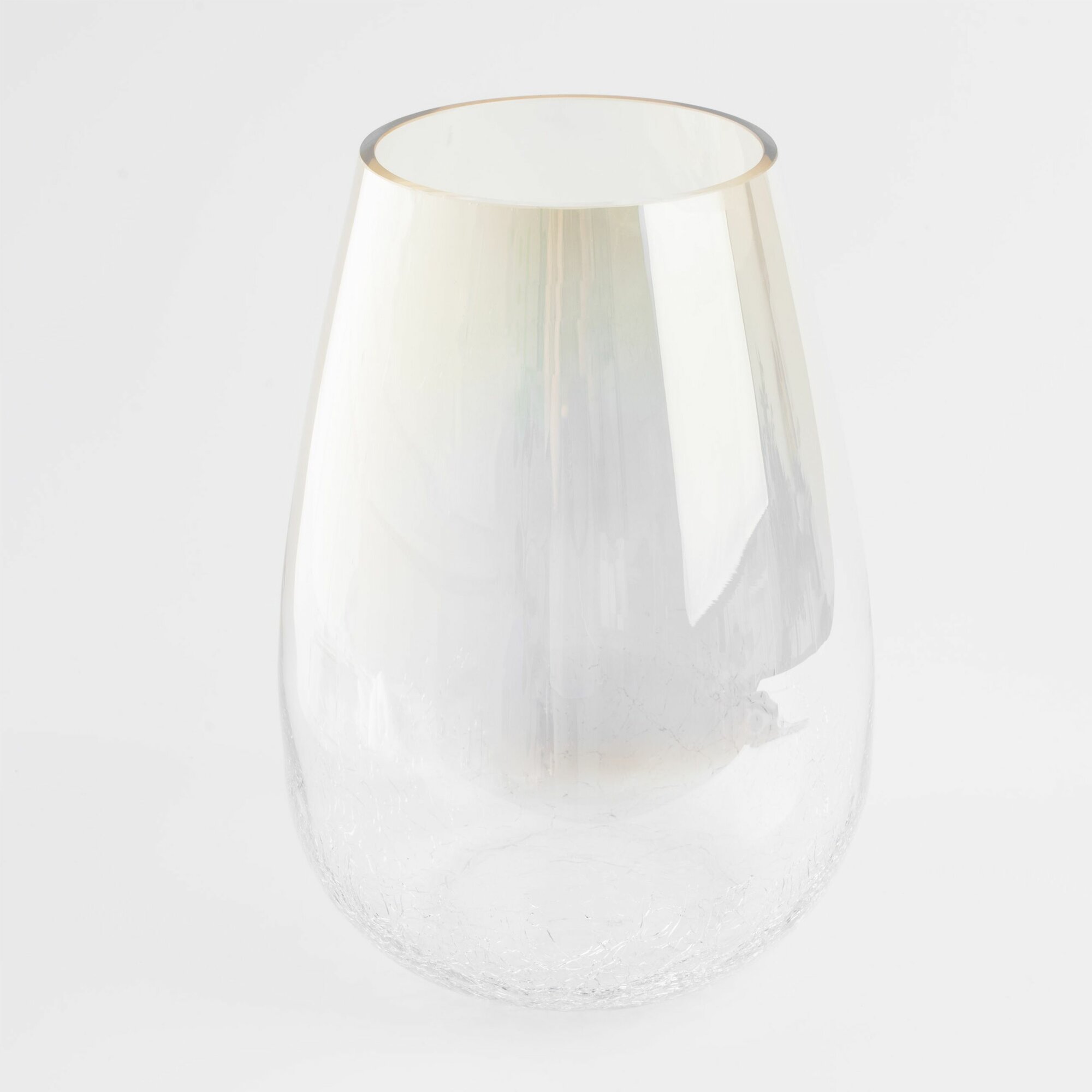 Ваза для цветов, 26 см, стекло, бежевый градиент, Кракелюр, Ice