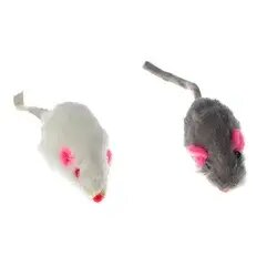 Игрушка для кошек Petmax "Мышка", натуральный мех, с погремушкой, разноцветная