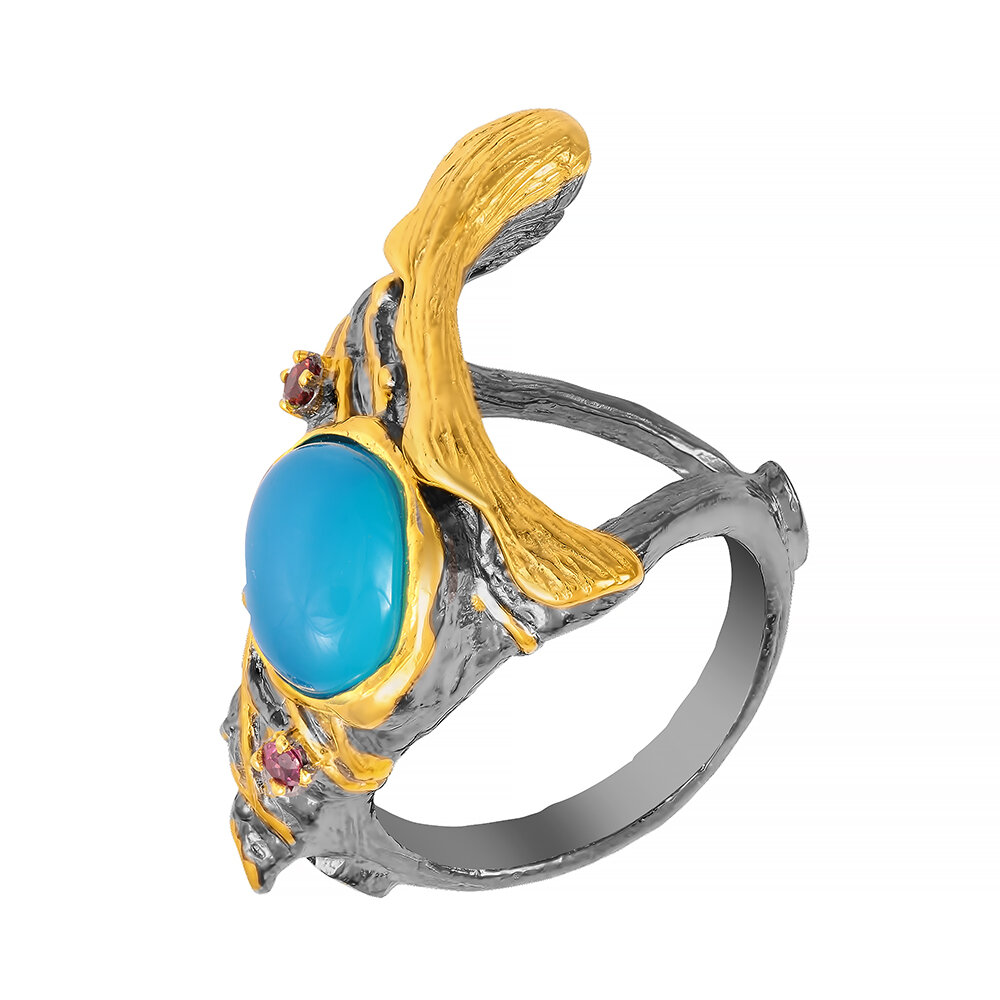 Кольцо, серебро, 925 проба, родолит, агат