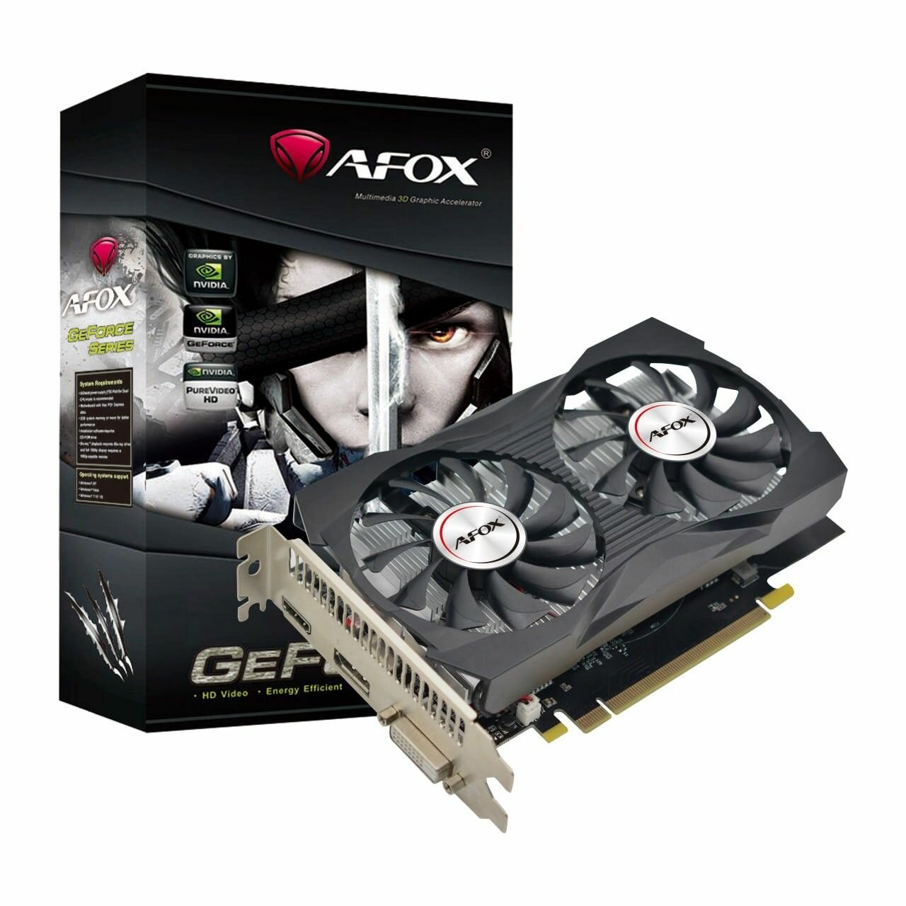 AFOX Видеокарта Geforce GTX1050 4GB GDDR5 128Bit DVI HDMI DP ATX 2FAN AF1050 - 4096D5H4 - V2