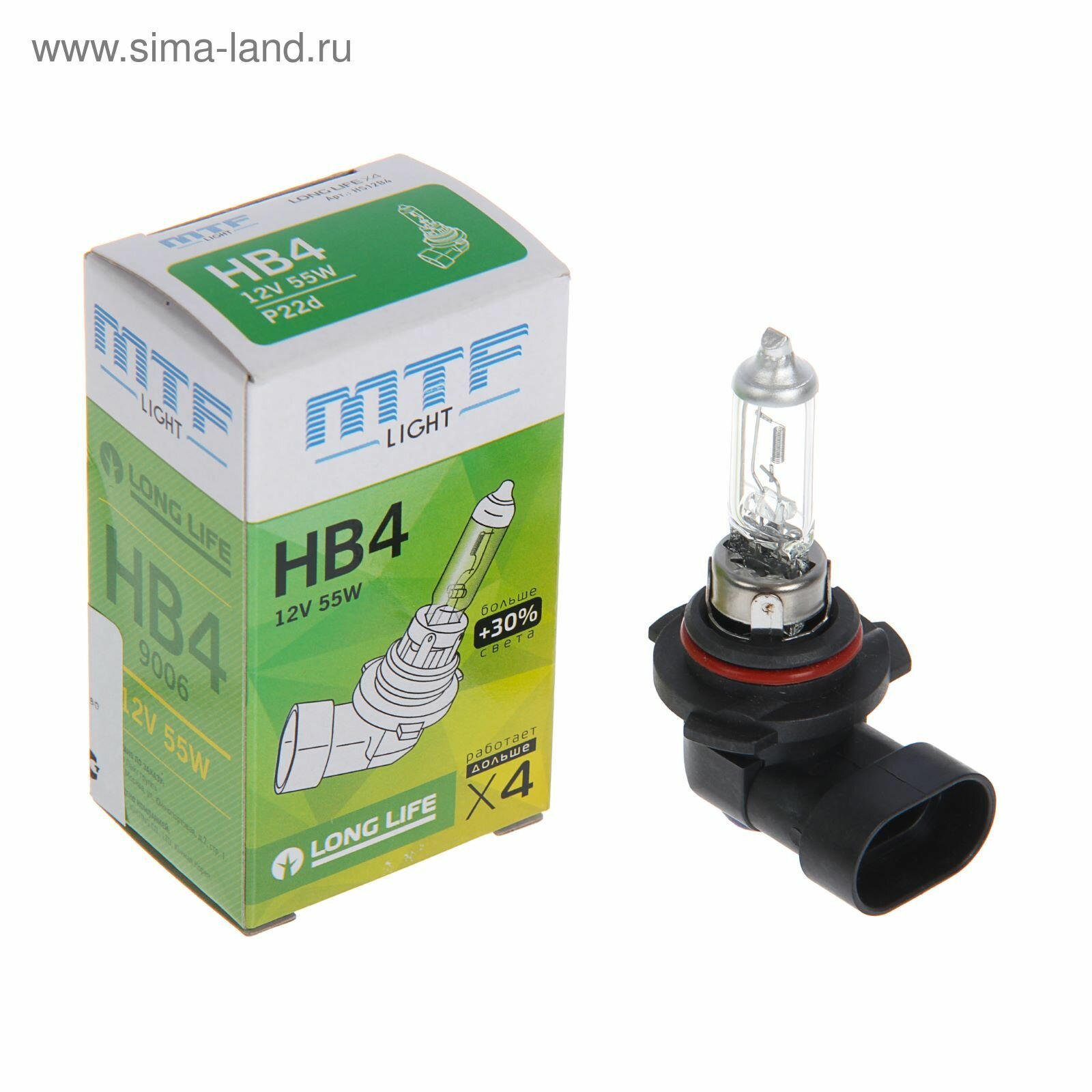 Лампа галогенная 12v hb4/9006 55w mtf standard +30%
