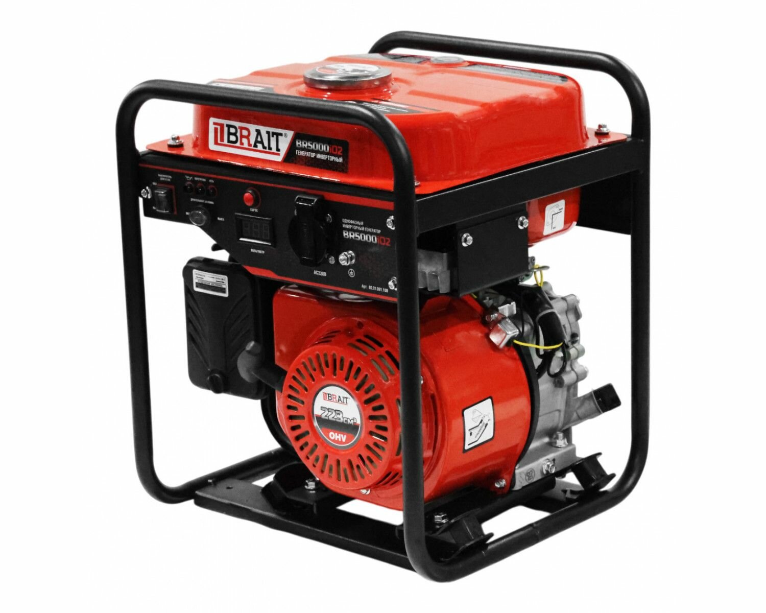 Электростанция BRAIT бенз. инверторная BR5000iO2 (220В/2х16А,12В/8.3А,3.5/3.7кВт,4-такт,5.5л/с)30кг