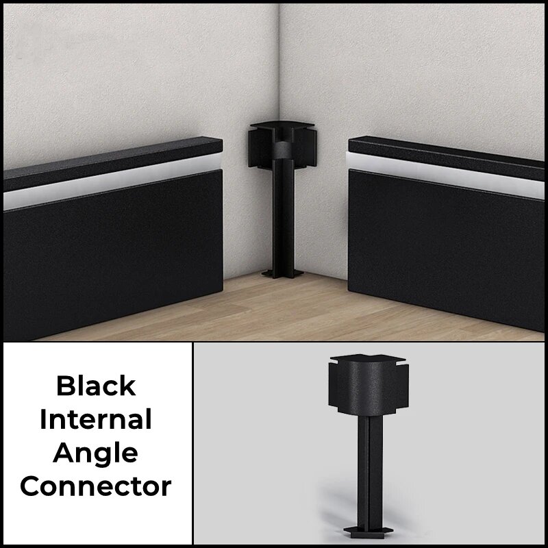 LED плинтус кhelse черный/серый алюминиевый 0.5/1 м Черный, Black Internal Angle, 1pcs