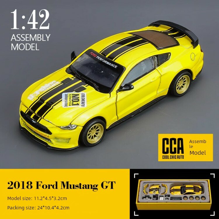 Ford Mustang GT модифицированная алюминиевая модель автомобиля для сборки с аксессуарами - Желтый