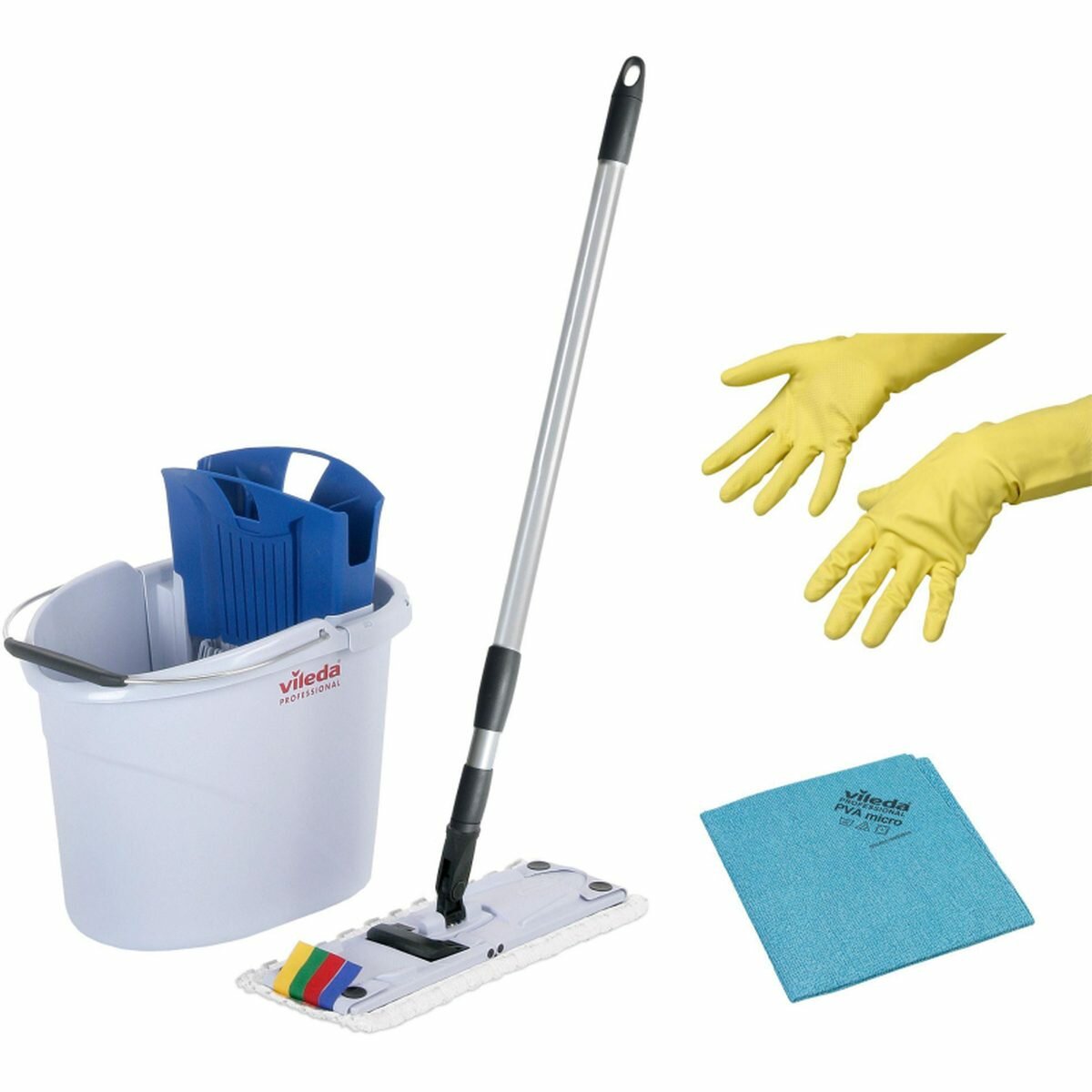 Набор для уборки Vileda Professional УльтраСпидМини (ведро с отжимом, швабра, салфетка для уборки, перчатки) (2229657)