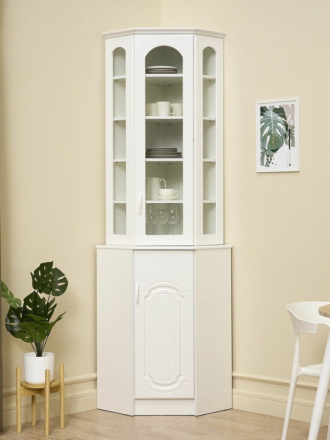 Буфет угловой Лиза-2 (Белый глянец, Белый)