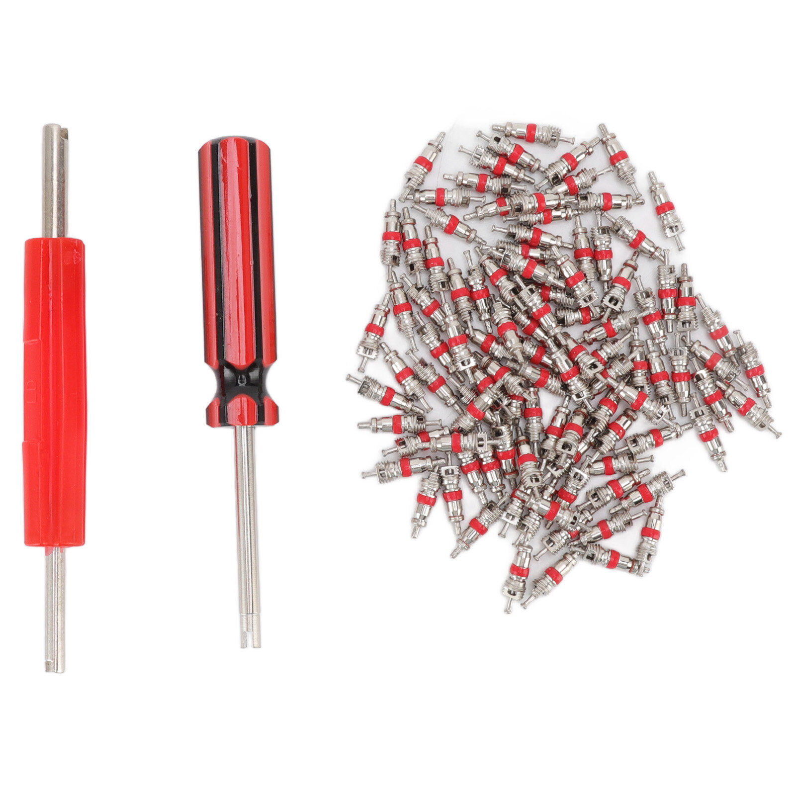 Набор инструментов для замены сердечников клапанов с 100 сердечниками и 2 инструментами для ремонта клапанов для автомобилей, грузовиков, мотоциклов и ATV
