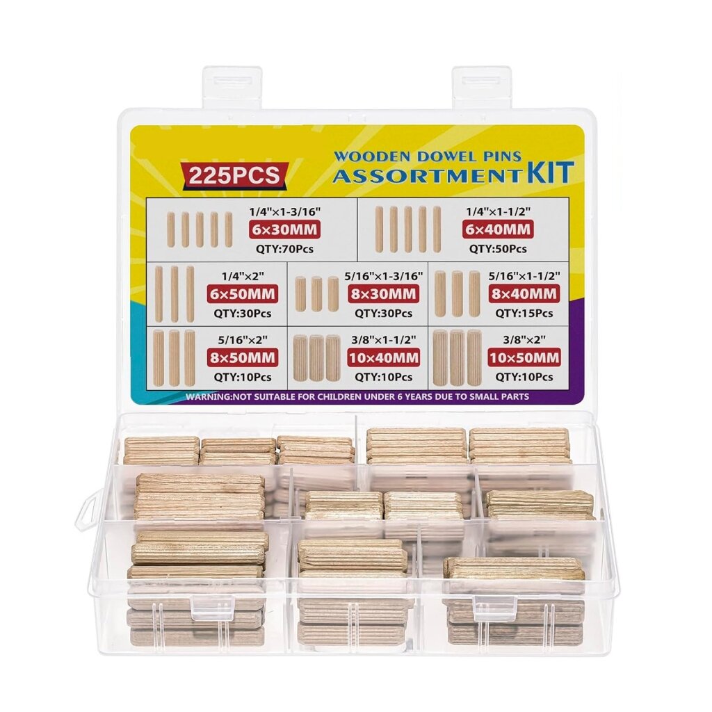 225шт 6/8/10 мм Деревянный Дюбель Для Изготовления Мебели Для Установки Дюбеля