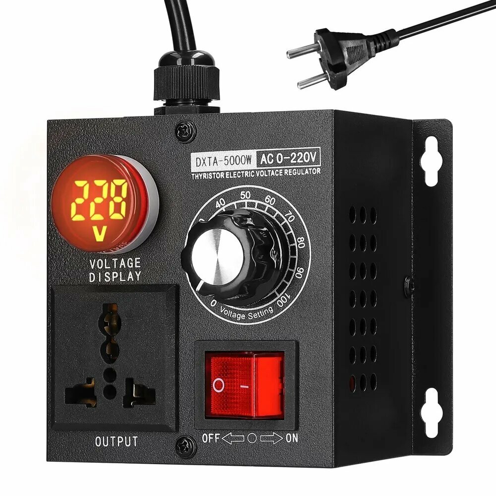 AC220V 5000W Бесступенчатый регулятор напряжения Портативный регулятор однофазного напряжения