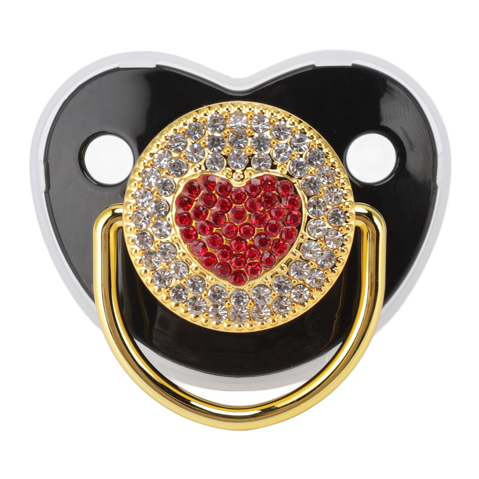 Baby Pacifier Heart Shape Shinning Rhinestones Infant Dummy Soother Soft Light Nipple Black