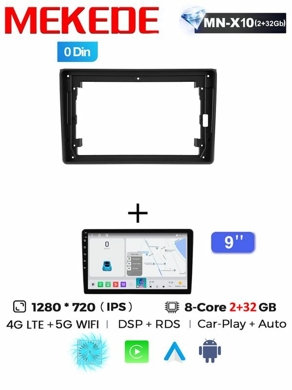 Магнитола 9" Mekede MN X10 Pro 2/32 Gb Audi A4 2 B6 3 B7 (2000-2009) S4 (2002-2008) RS4 (2005-2009) carplay