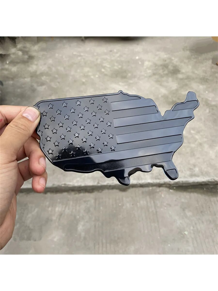 3D Металлическая Черная Американская Карта Флаг Эмблема Значок Наклейка На Кузов Автомобиля 18x10