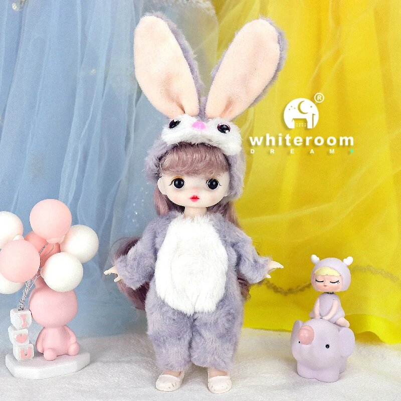 Кукла шарнирная Whiteroom 16 см, кролик, одежда 09, глаза голубые
