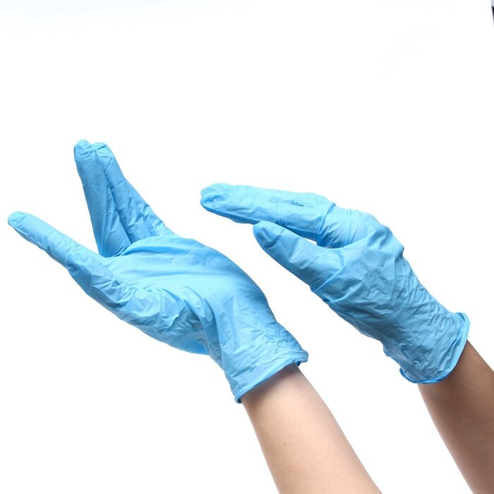 Перчатки Benovy, нитриловые, медицинские, 3 г, размер M, 100 пар, голубые