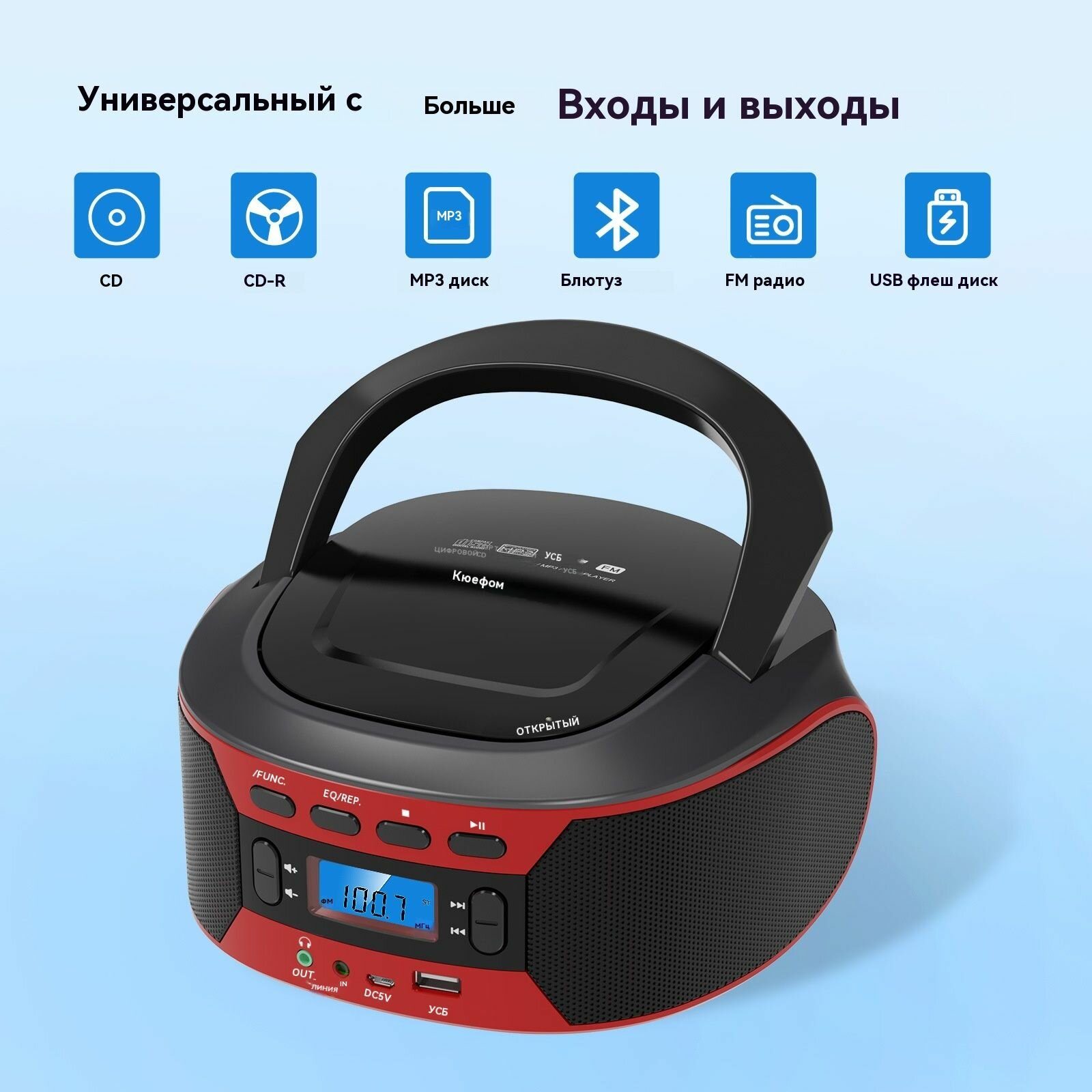Многофункциональный проигрыватель, CD, MP3, FM