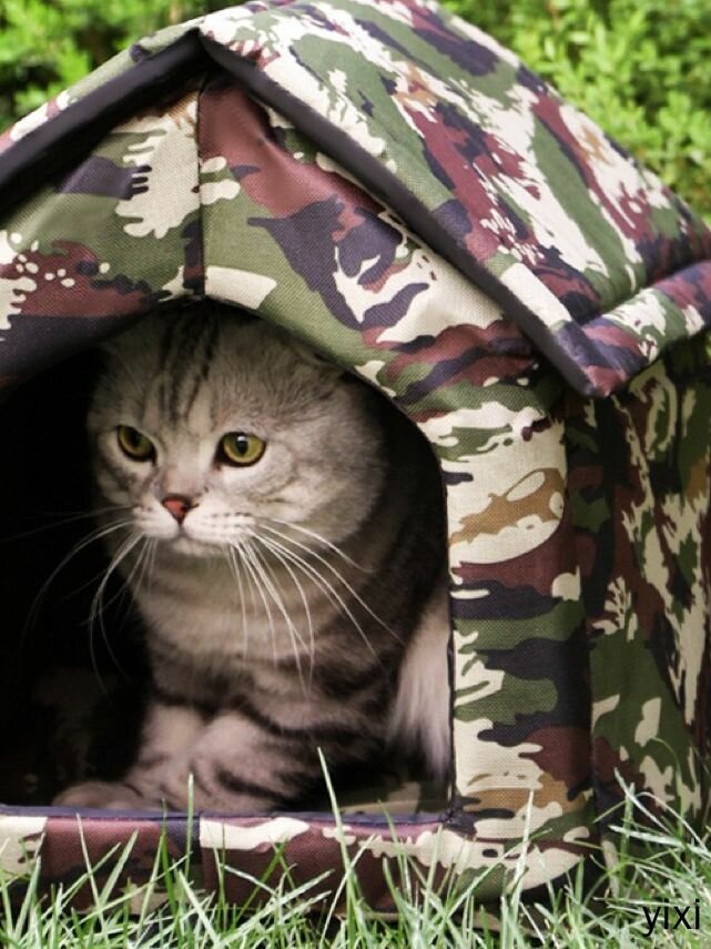 Камуфляжный домик для животных 52×47×52 см, шалаш для кота в саду