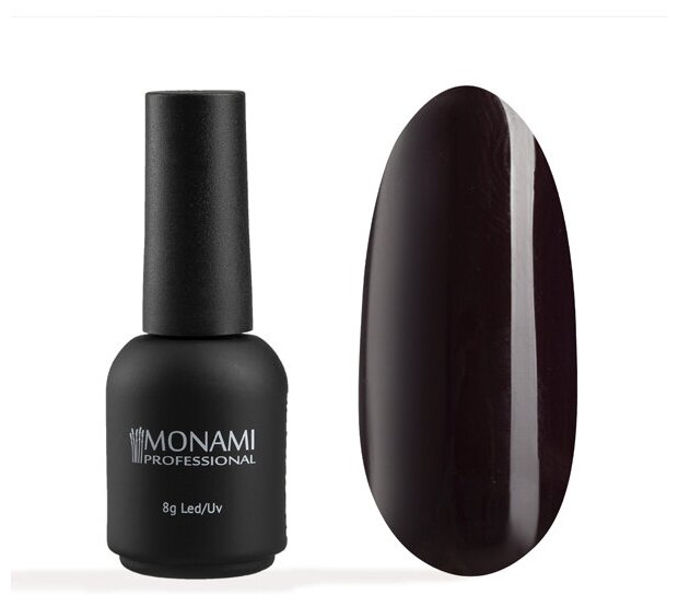 Гель-лак Monami Marsala Vergine 8 г тёмно-бордового оттенка с фиолетовым отливом, без эффекта