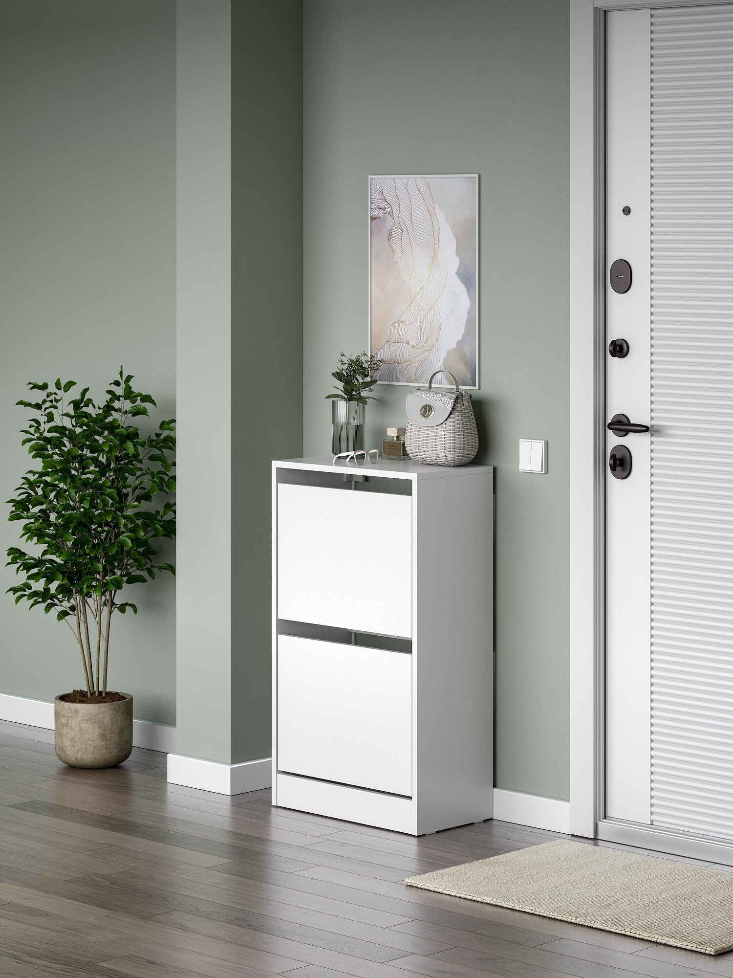 Тумба для обуви Айден ОБ06-602 белый ЛДСП/белый ЛДСП (Интерьер-Центр)