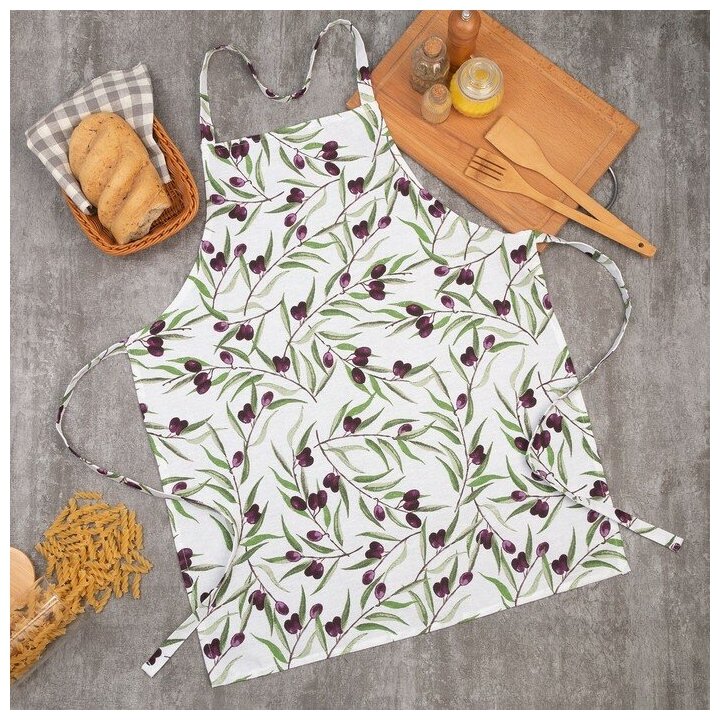 Фартук Доляна Olives 60х70 см, 100% хлопок, рогожка 164 г/м2