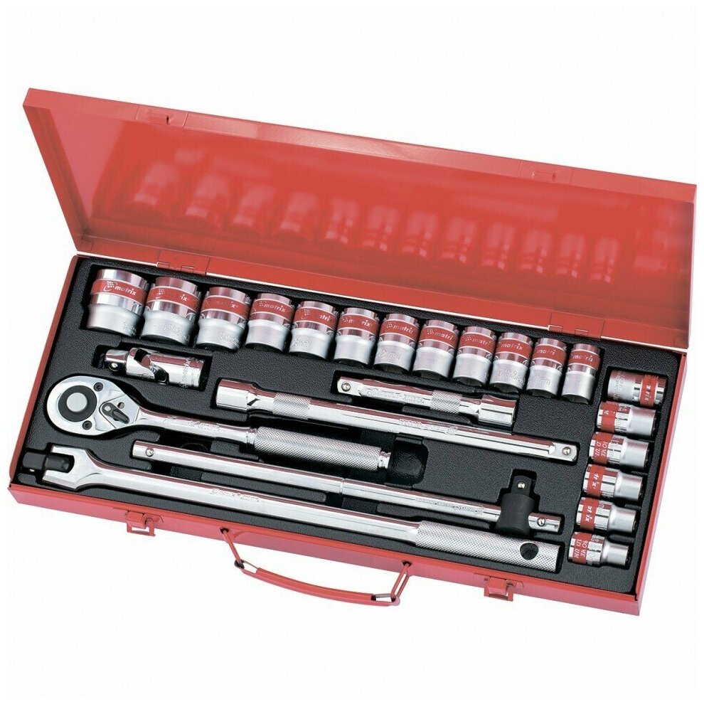 Набор торцевых головок с трещоткой 1/2", 24 предмета// Matrix, 13582