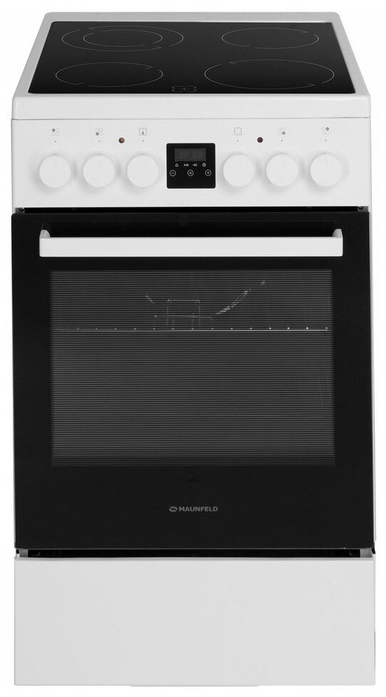 Электроплита Maunfeld MEC57CW08TD 50 см, 59 л, 4 конфорки, белый