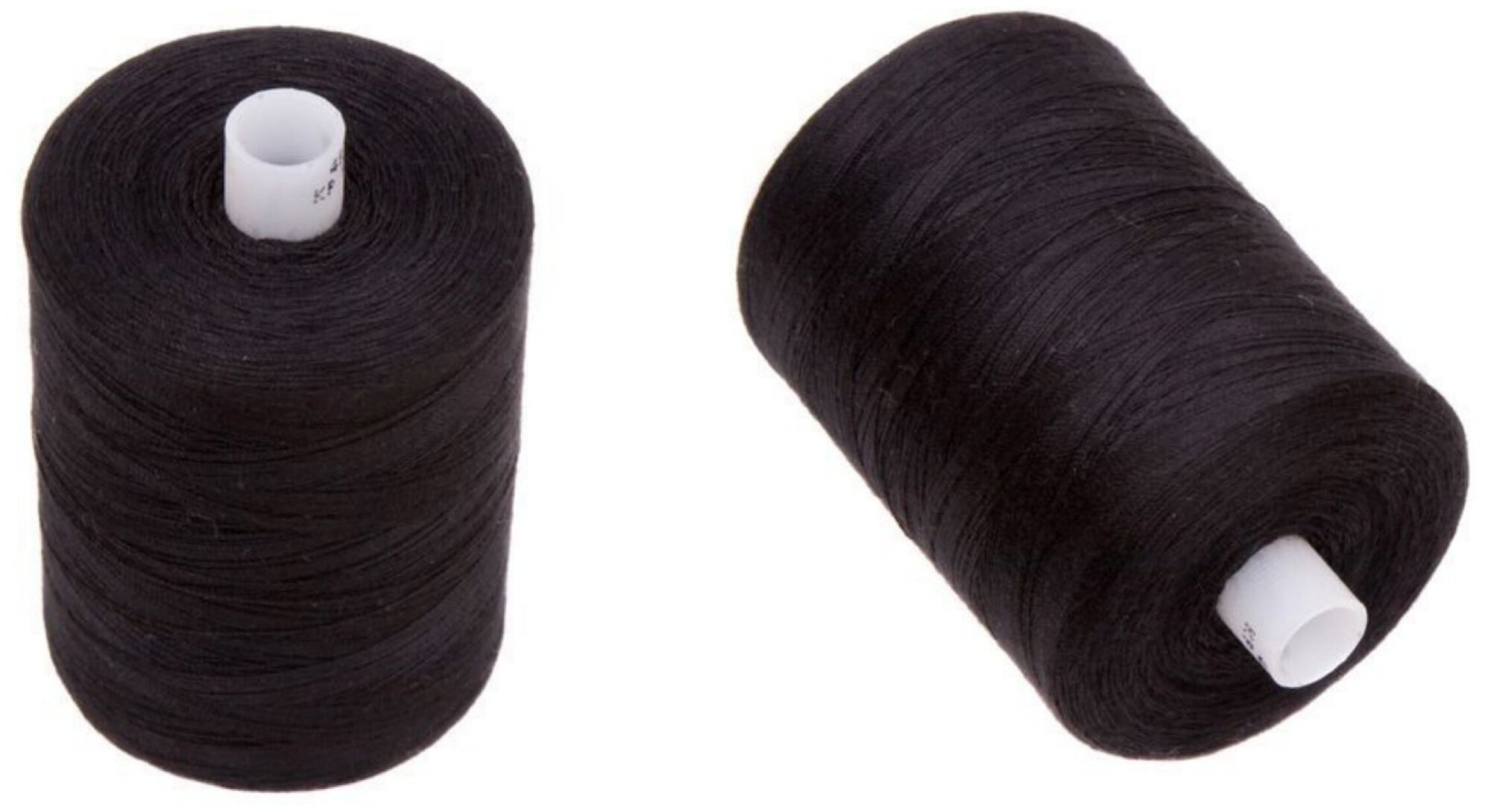 Нитки швейные армированные 45 ЛЛ цвет черный «Красная нить», 2 катушки длина намотки 2*2500 м.