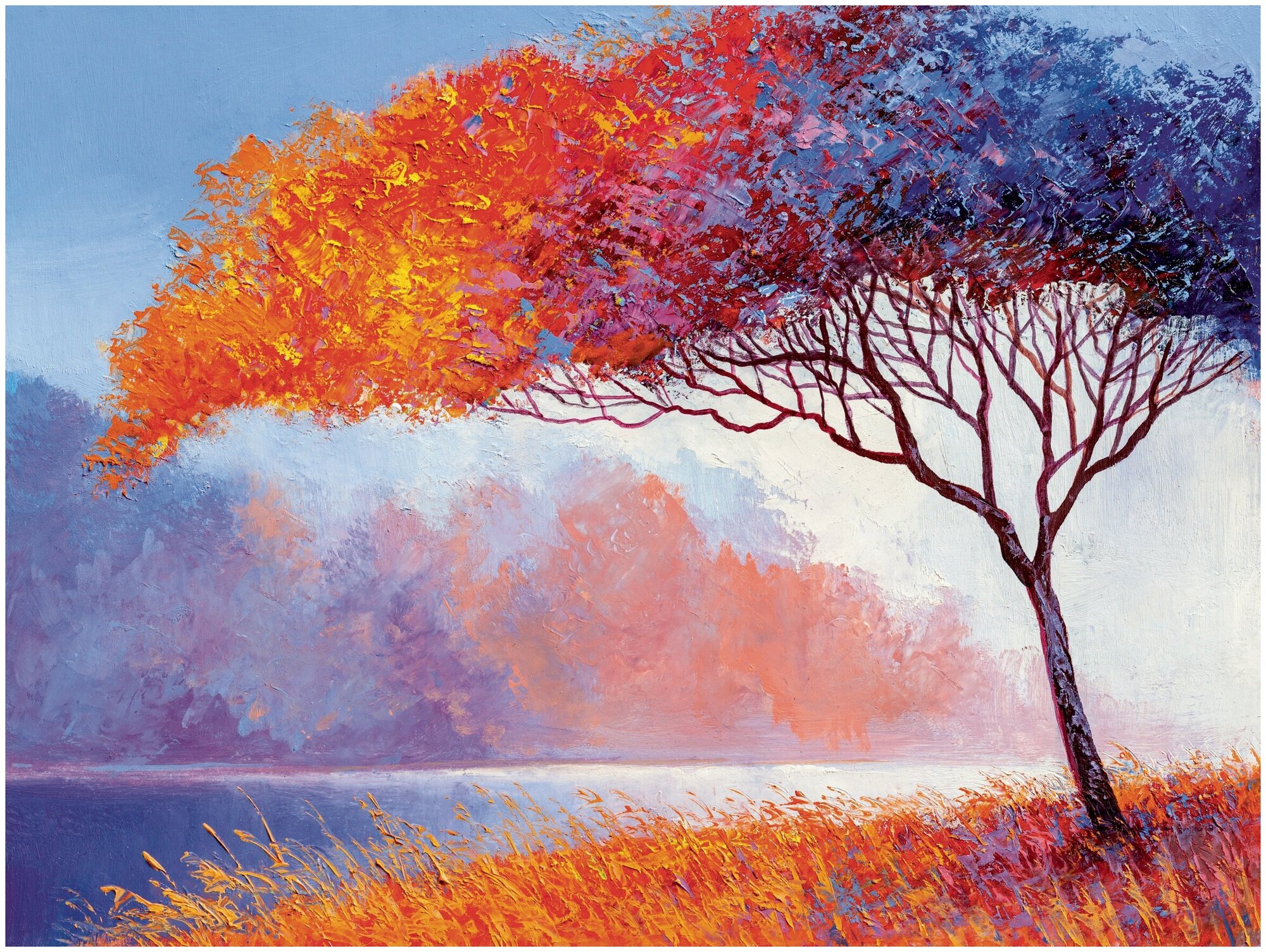 Картина на холсте 40х30см "Дерево у реки"