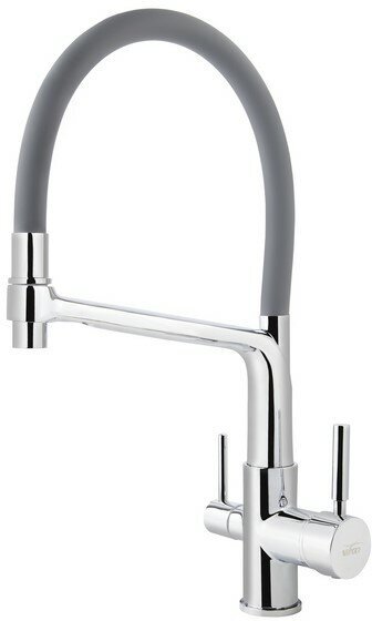 5606 VIKO кухня боковой под фильтр Ø35 с гибким серым изливом, Chrome (латунь)