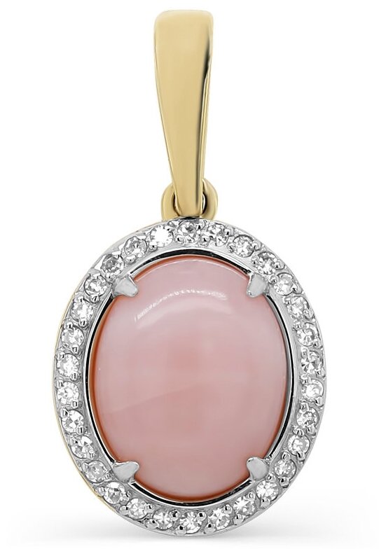 Подвеска, желтое золото, 585 проба, опал, бриллиант