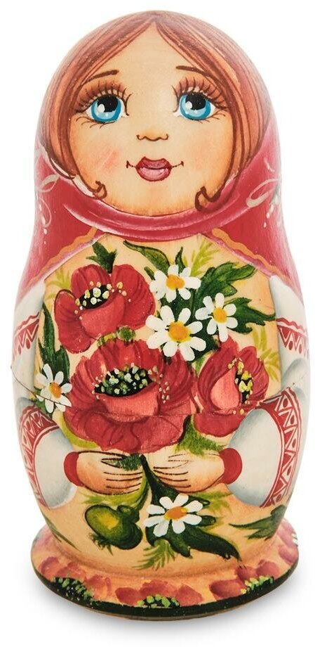 Матрешка Мария с маковым букетом