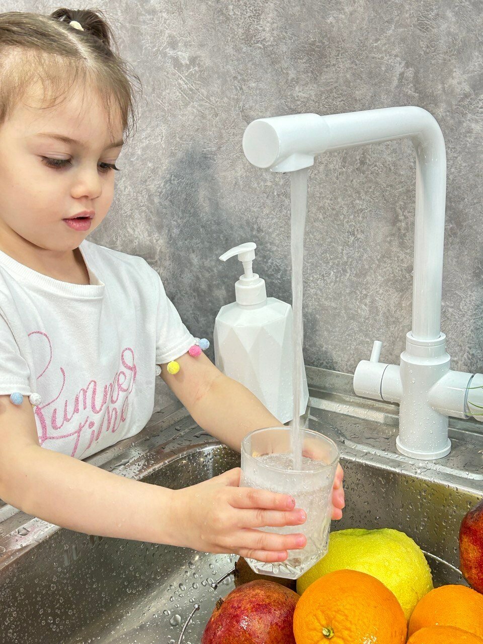 Смеситель для кухни с подключением под фильтр Hansen HN15085-F белый