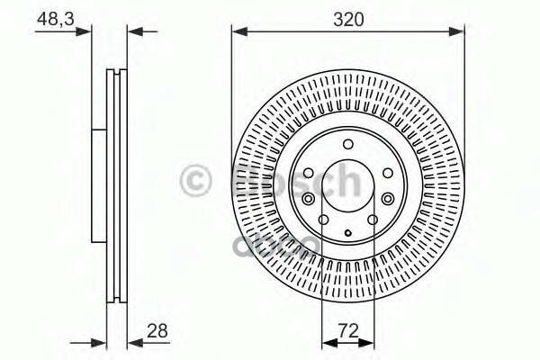 Тормозной диск Mazda CX7 2007-, CX-9 2007- F Bosch арт. 0986479795