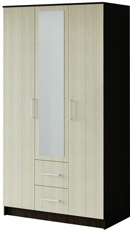 Шкаф BTS "Фиеста", трехстворчатый, ЛДСП, Венге/Лоредо, с зеркалом