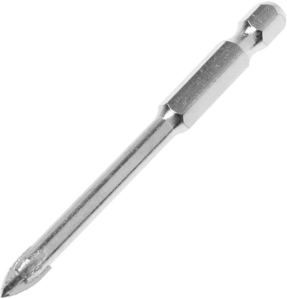 Сверло по керамике твердосплавное тундра, крестовый наконечник, шестигр. хвостовик, 5 мм