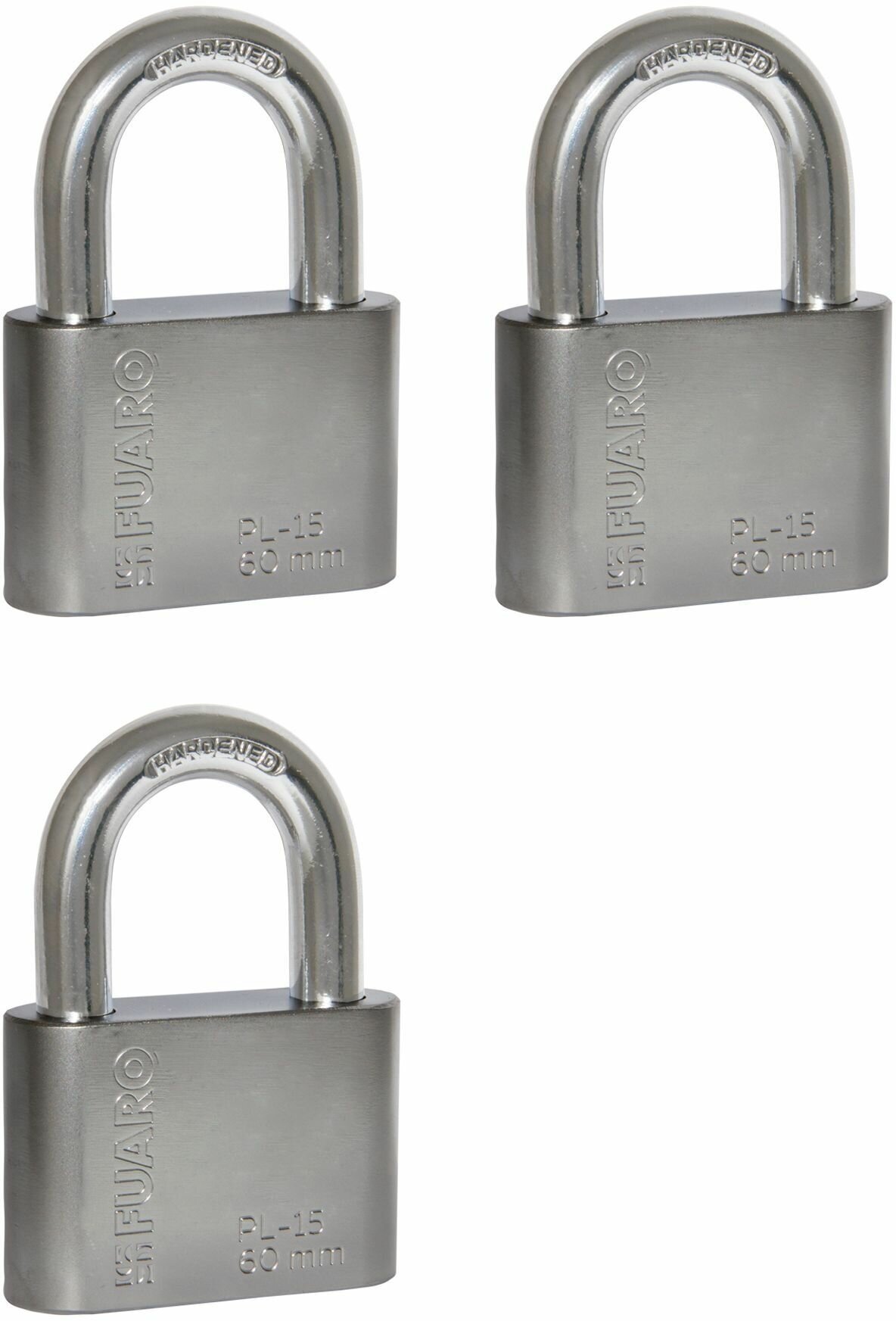 Замок навесной Fuaro (Фуаро) PL-15-50 Nickel диск. 4 ключа блистер (комплект 3 штуки)