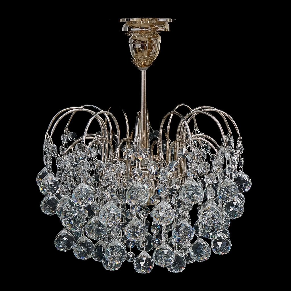 Люстра Гусь-Хрустальный Акация Монро (Шар 30), хрусталь, Е27, 60 Вт, кол-во ламп: 1 шт, цвет арматуры: золотой