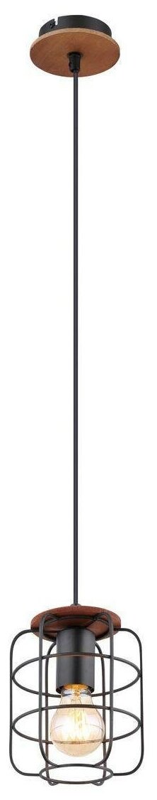Подвесной светильник Globo Willa 54037H, цвет Черный/Коричневый, материал Металл/Металл