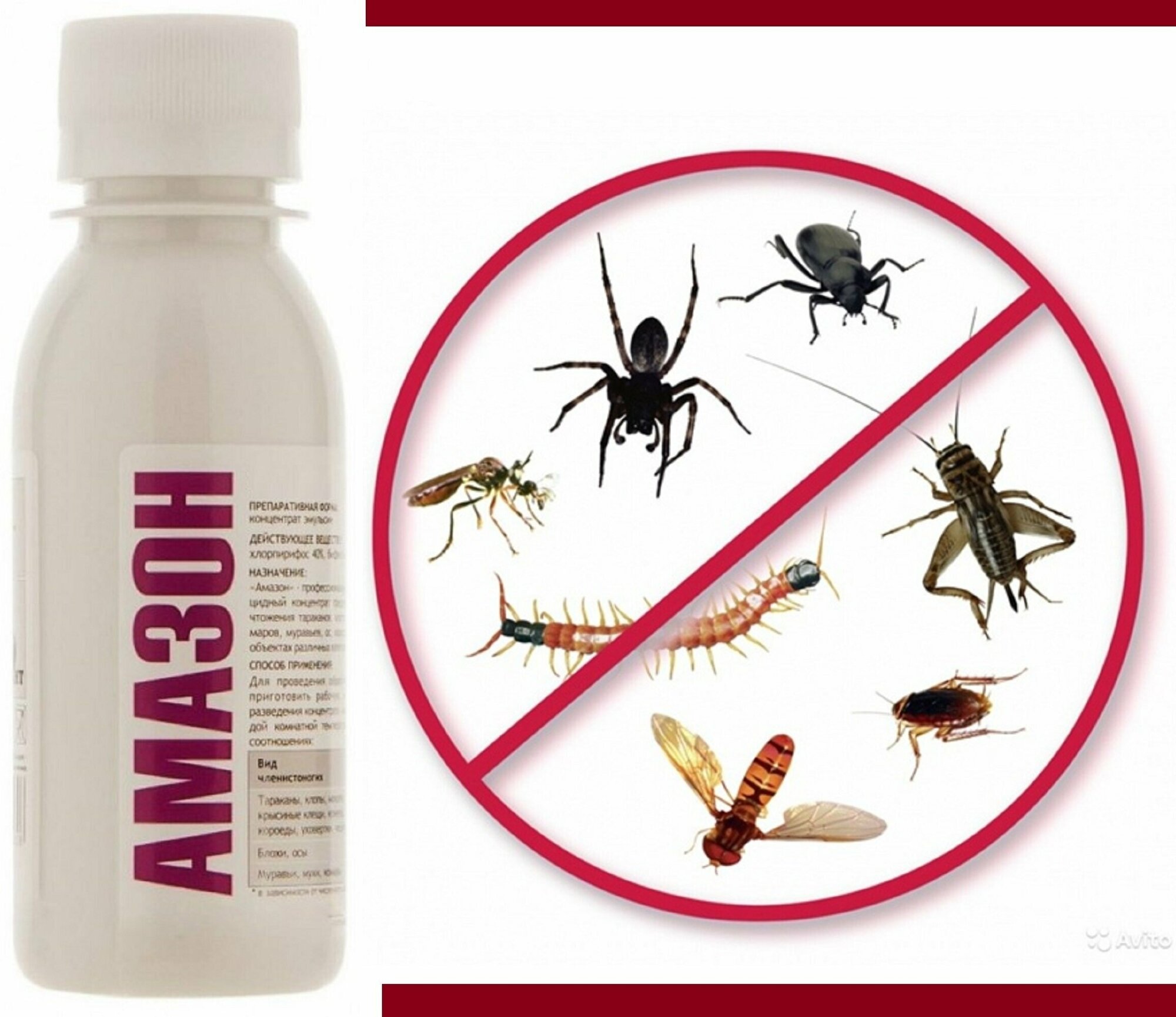 Амазон 100 мл, профессиональное средство от тараканов, муравьев, клещей, чешуйниц, уховерток. Улучшенный аналог Аргана, эффективен против резистентных насекомых