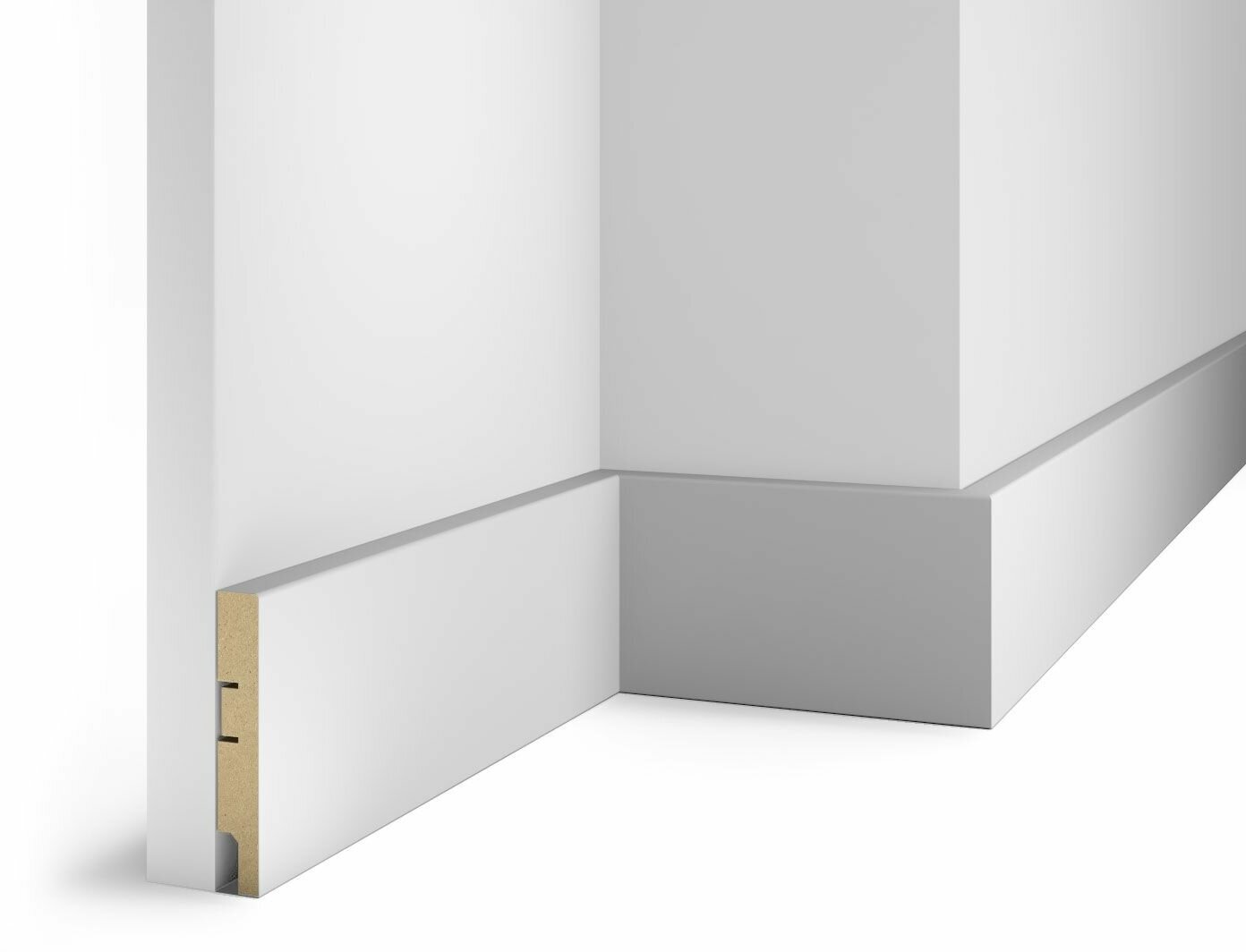 Плинтус AP75 под покраску, белый, 100x16x2400 мм, МДФ, с пазом