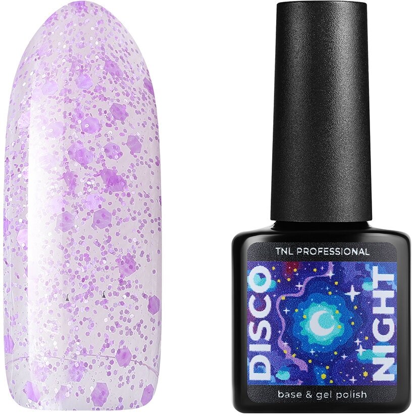 Гель-лак TNL Professional, Disco night с цветной неоновой слюдой №4 виноградный ром, 6 мл