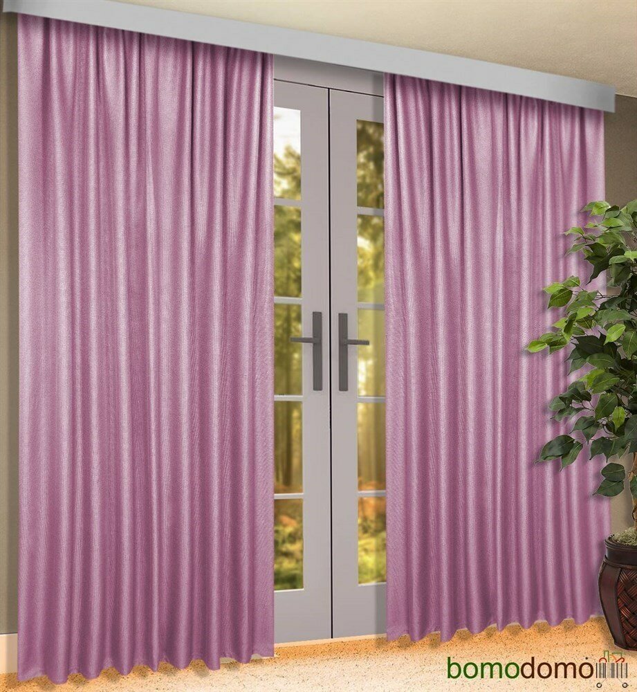 Готовые шторы Блэкаут-рогожка Ава 160х250, 2 шт. сиренево-розовые