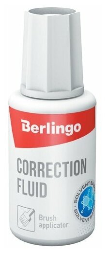 Корректирующая жидкость Berlingo с кистью, на химической основе, 20 мл
