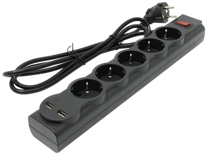 Defender Сетевой фильтр на 5 розеток Defender DFS 751 99751, черный (1.8м) (ret)