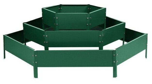 Клумба оцинкованная, 3 яруса, d = 60–100–140 см, h = 45 см, зелёная, Greengo, 1822869