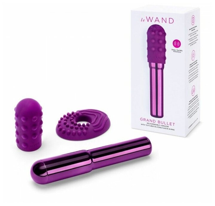Мини-вибратор с двумя насадками Le Wand Grand Bullet, фиолетовый